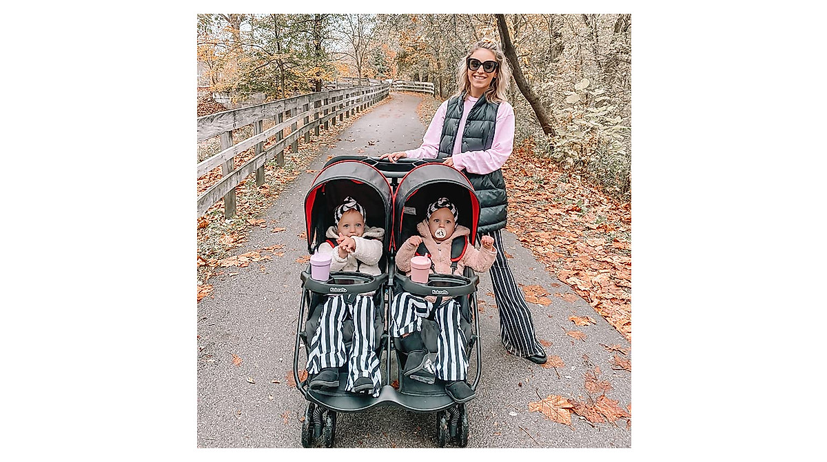 Kolcraft Cloud Plus Lightweight Double Stroller - Red/Black