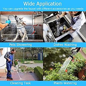 JZBRAIN Commercial Faucet with Sprayer, 36'' Height 8 Inch Center Brass Constructed Wall Mount Kitchen Sink Faucet with Pull Down Pre-Rinse Sprayer and 12" Swing Spout Fit for 2/3 Compartment Sink