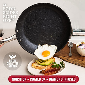 Granitestone Orignal Super Non-stick and Scratchproof, No-warp, Oven-Safe and Dishwasher Safe, Mineral-enforced Frying Pans With Stay-Cool Handles PFOA-Free As Seen On TV (8-inch)