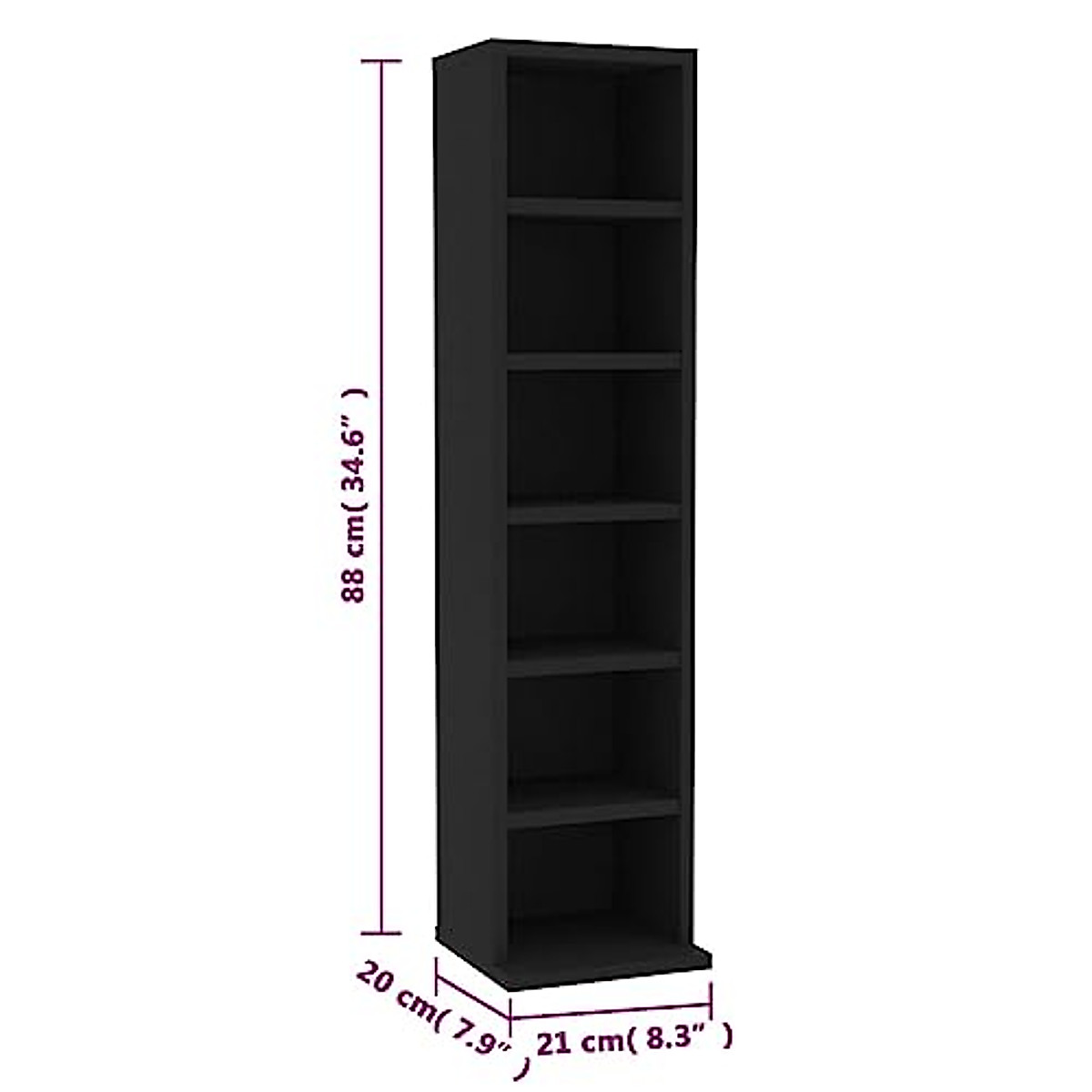 ULUYYUC CD Cabinet,Display shelves Storage cabinet Storage tower Suitable for living room,study,living room,kitchen,entryway,bathroom Black 8.3"x7.9"x34.6" Engineered Wood