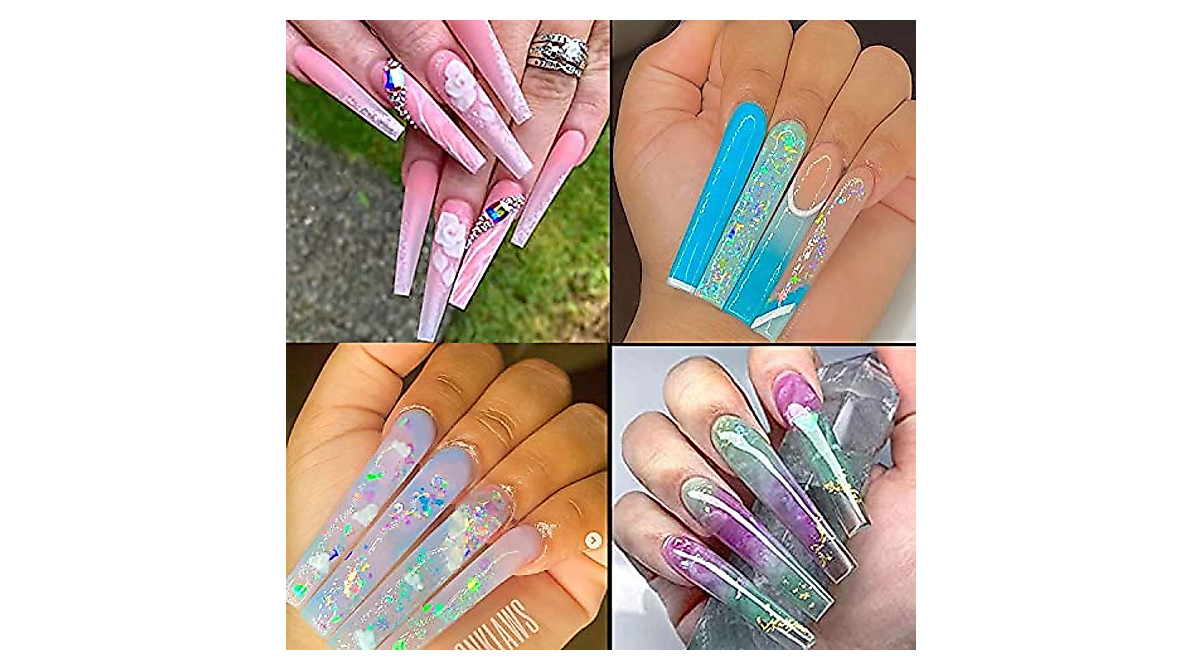 500 Pcs Clear Long C Curve Fake Nail Tips for DIY & Salon Use