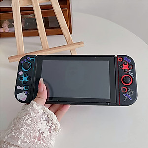 ENIFLY Cute Soft Shockproof Kuromi Dockable Cover Case Compatible with Nintendo Switch, Durable Scratch Resistant Shell for Joycon, Silicone Protective Skin Set