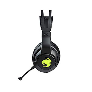 ROCCAT Elo 7.1 Air PC Wireless Gaming Headset, Surround Sound Headphones with Detachable Noise Cancelling Microphone, 50mm Drivers, 24 Hr Battery Life, RGB Lighting, Black