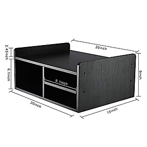 PAG Monitor Printer Stand Computer Riser with Storage Wood Desk Organizer for Home/Office, 2-Tier, Black