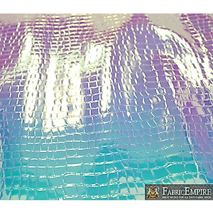 Fabric Empire Vinyl Upholstery Embossed Crocodile Holographic Glossy Fabric Light Blue 54" Wide Sold by The Yard