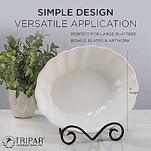 TRIPAR Small Black Metal Scroll Display Rack Easel for Bowls, Platters, Cookbooks, Plates, and Artwork