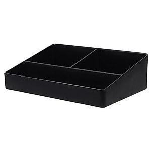 DOITOOL Coffee Station Organizer, 3 Compartment Coffee Condiment and Accessories Organizer, Coffee Bar Bin Box, Coffee Pods Holder, Coffee Station Holder for Coffee Bar Decor, Black