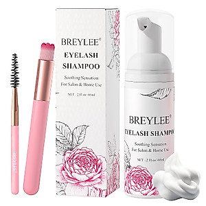 BREYLEE Eyelash Extension Cleanser,Eyelash Extension Shampoo, Eyelash Extension Foam & Brushes Eyelid Cleanser for Makeup Remover Paraben & Sulfate Free for Salon and Home Use