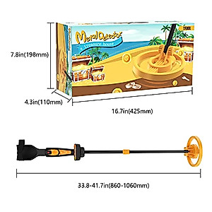 Metal Detector for Kids-Child Junior Metal Detectors Lightweight with Adjustable Stem and Waterproof Search Coil, High Accuracy Pinpointer for Detecting Gold, Coin and Beach Treasures