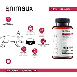 animaux - in Motion Cats, Green-lipped Mussel, Devil's Claw, Rose Hip & Ginkgo, Support for Bones, Joints, Cartilage, tendons, with Hyaluron, Collagen, 90 chewable Tablets, 90 Days Supply