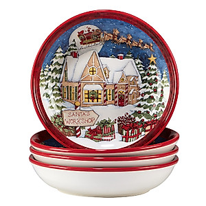 Certified International Santa's Workshop 5.25" Soup/Cereal Bowls, Set of 4