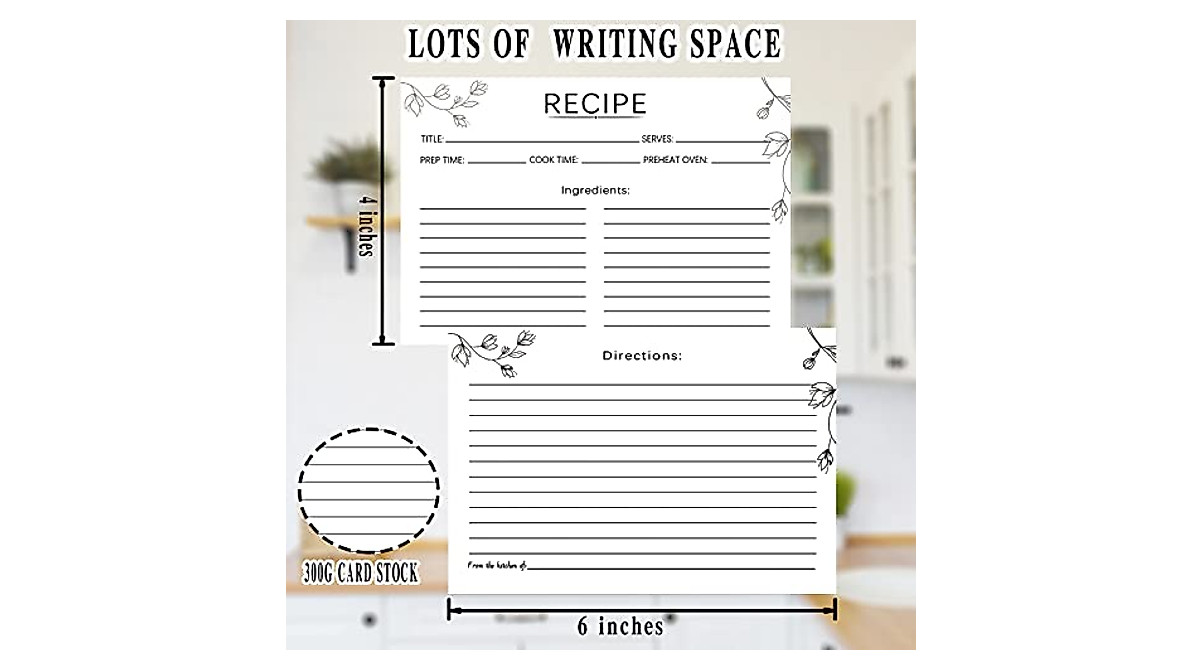 100 Count 4x6 Recipe Cards - Perfect for Gifting