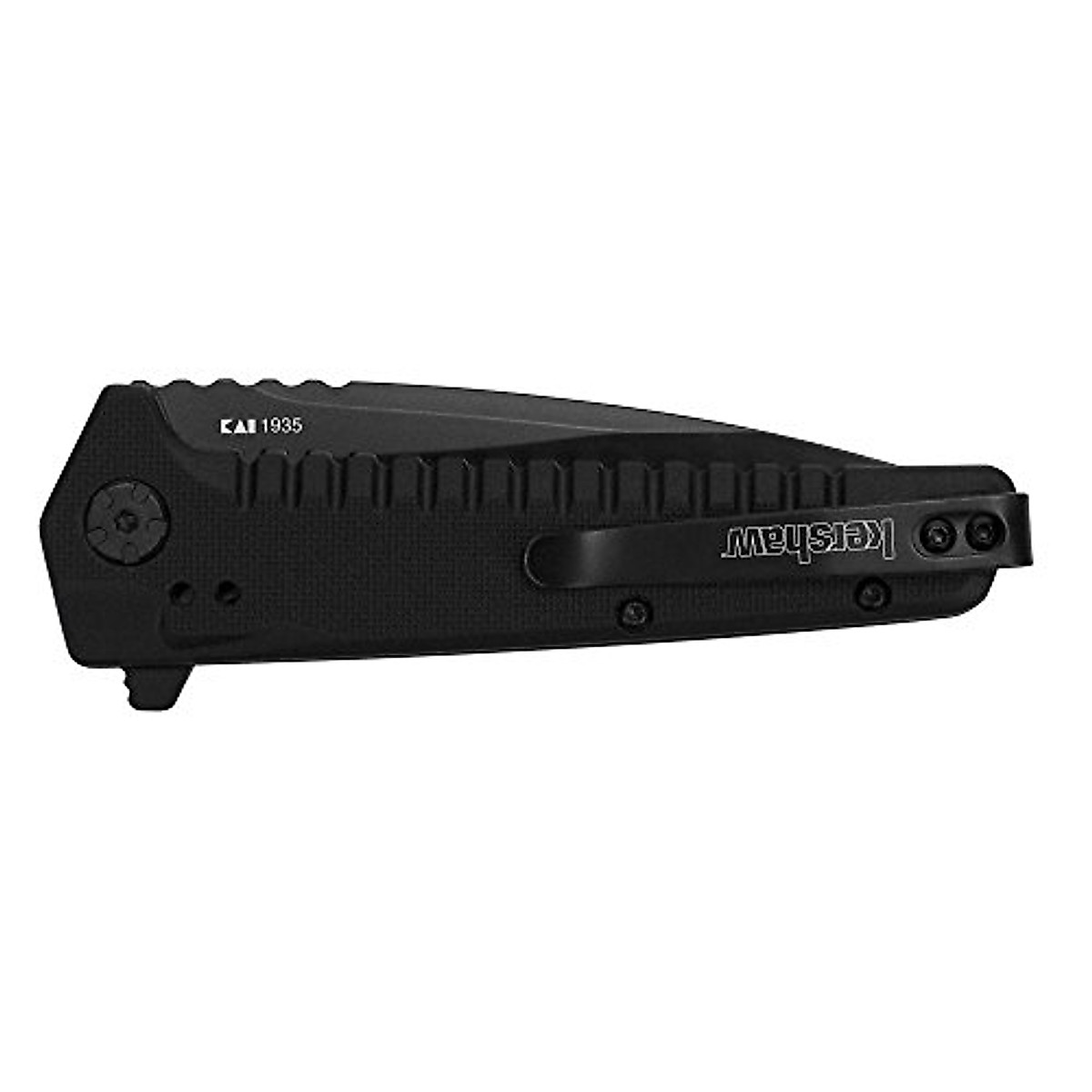 Kershaw Fatback Pocketknife, 3.5" 8Cr13MoV Steel Drop Point Plain Edge Blade, Tactical EDC, One-Handed Assisted Flipper Opening,Black