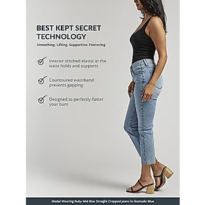 JAG Jeans Women's Ruby Mid Rise Straight Leg Jeans, Thorne Blue, 16