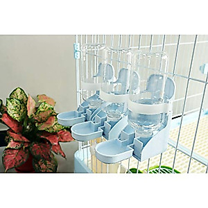 RUBYHOME Rabbit Water Bottle No Drip 17 oz Hanging Water Fountain Automatic Dispenser Water Feeder for Bunny Chinchilla Guinea Pig Hedgehog Ferret (Blue)