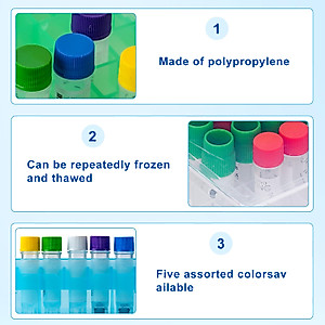 CryoKing 2in 25 Well PP Cryogenic Boxes, Microtube Storage Box, Tube Laboratory Storage Freezer Boxes, 5 Pcs