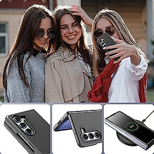 Meifei for Samsung Galaxy Z Fold 5 Case Liquid Silicone Case Dual Layer Hybrid Hard PC Soft Silicone Gel Rubber Bumper Slim Fit Shockproof Protective Phone Case for Samsung Galaxy Z Fold 5 5G, Black