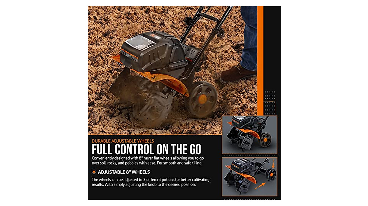 SuperHandy 40V Electric Tiller for Fast Soil Cultivation