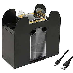 INFIJYON 1-6 Card Shuffler, New Upgraded USB/Battery Powered Casino Poker Auto Shuffler for House Party Card Games, Poker, Blackjack, Uno, Texas Hold'em