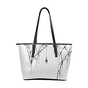 InterestPrint Black Spider and Torn Web Women Handbag Shoulder Bags Tote PU Leather Handbag