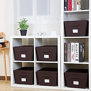 Storage Bins Cubes Baskets Containers with Dual Handles for Home Closet Bedroom Drawers Organizers, Foldable, Set of 6 (Brown)