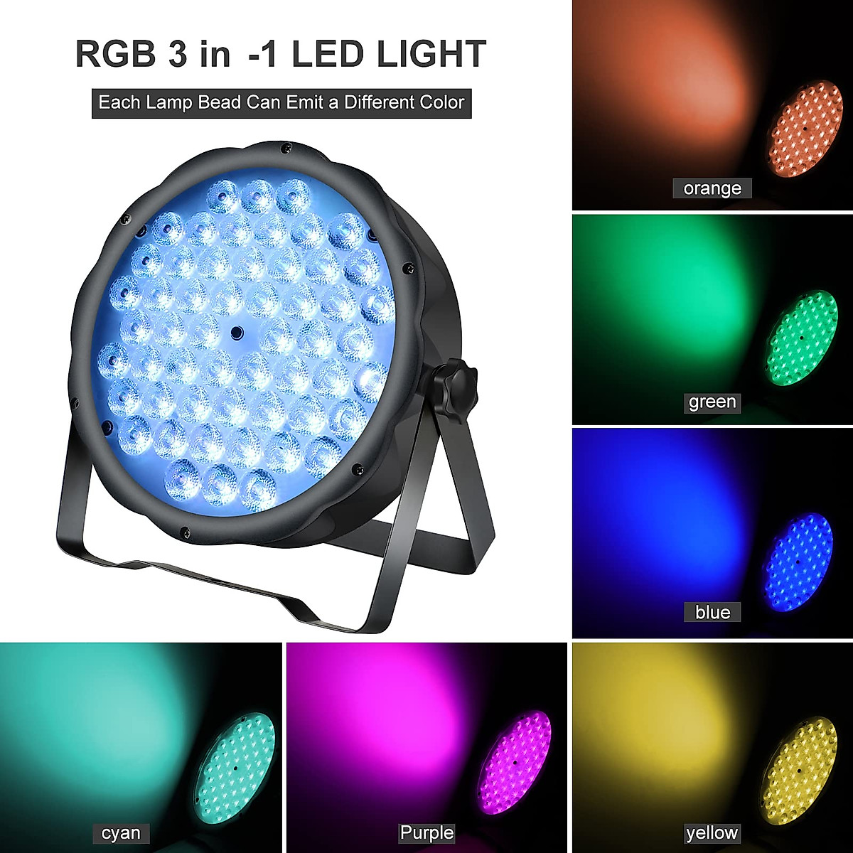 LED Stage Light 4Packs，Yunhion 90W Halloween RGB LED Par Light,9 Modes LED Uplight Party Light with DMX Sound Activated,Stage Lighting for Weeding Party Club Disco Strobe Par Light