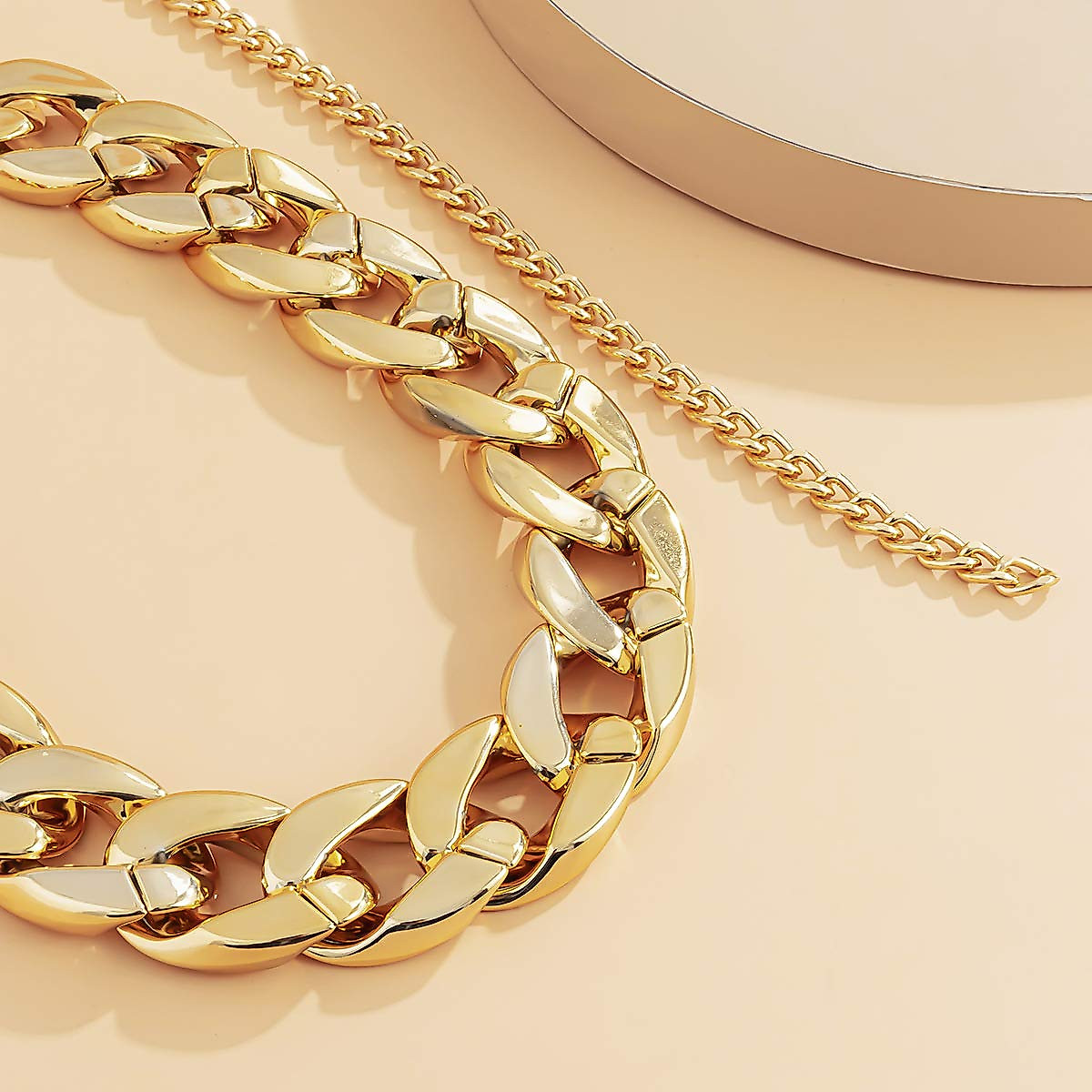 Aimimier Punk Cuban Link Chain Waist Chain for Dress Sexy Belly Chain Belt Chunky Wallet Chain Pocket Chain for Women and Girls (Gold)