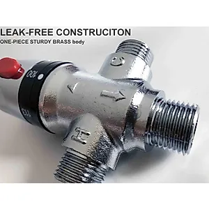Atmama Three-way Thermostatic Mixing Valve,1/2NPT Connections,Solid Brass