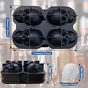 ice Cube Trays Silicone (Set of 4) Whiskey Ice Ball Mold, Large Ice Ball Maker Mold, grimace Ice Cube Mold, Halloween Ice Cube Mold, Tray for Cocktails & Bourbon Easy Release BPA Free (Black)