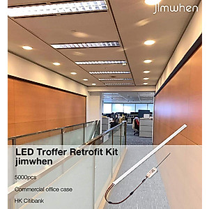 jimwhen 4FT LED Retrofit Kit,24W Magnetic LED Troffer Retrofit Kit 2x4 FT,3600LM,5000K Daylight White, T8 T10 T12 Fluorescent Replacement, NOT Dimmable, 1 Driver 2 Tubes Per Kit