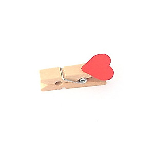LWR CRAFTS Red Heart Wooden Mini Clothespins 20 Pieces and Jute Cord 8ft