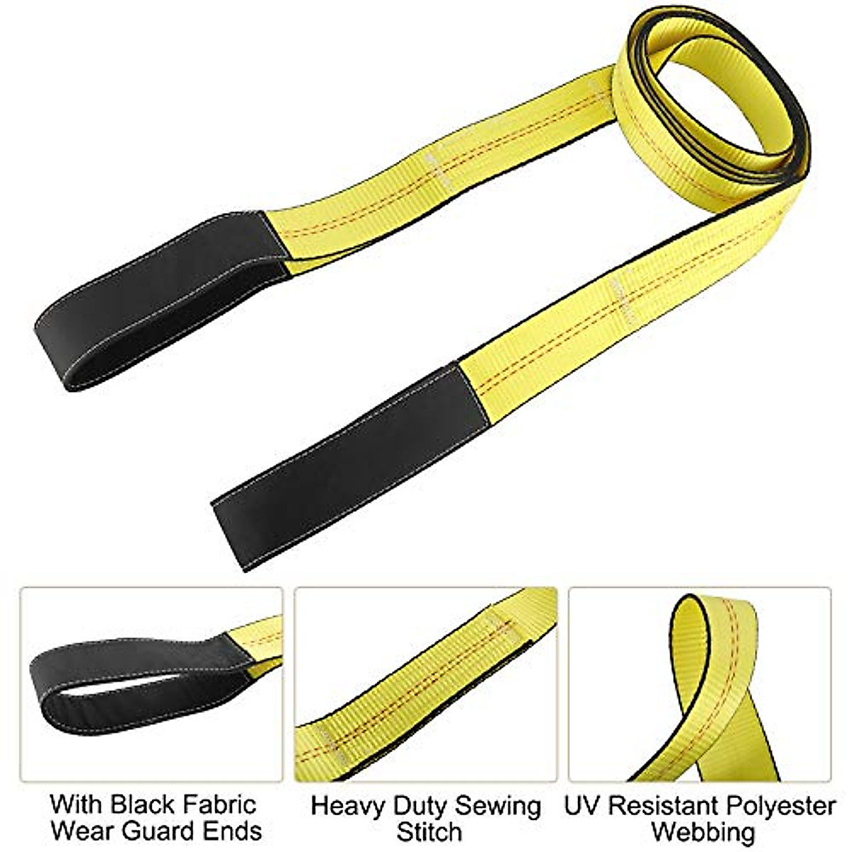 NovelBee 2 Pack of 2 Inch x10 Feet Lift Sling Strap,Recovery Tow Straps with Protective Loops