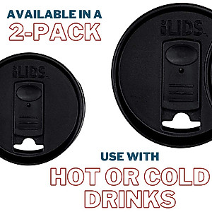 iLIDS Mason Jar Drink Lid, Regular Mouth, Black, Pack of 2