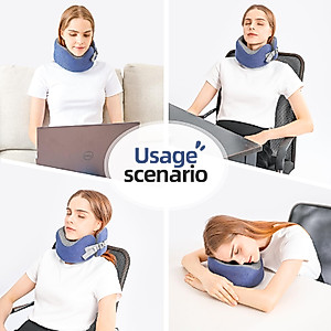 napz Travel Neck Pillow Memory Foam Neck Support, Cervical Pain Relief Contoured Pillows with Washable Cover & Adjustable Clasp for Traveling, Sleeping, Airplane, Car, Office