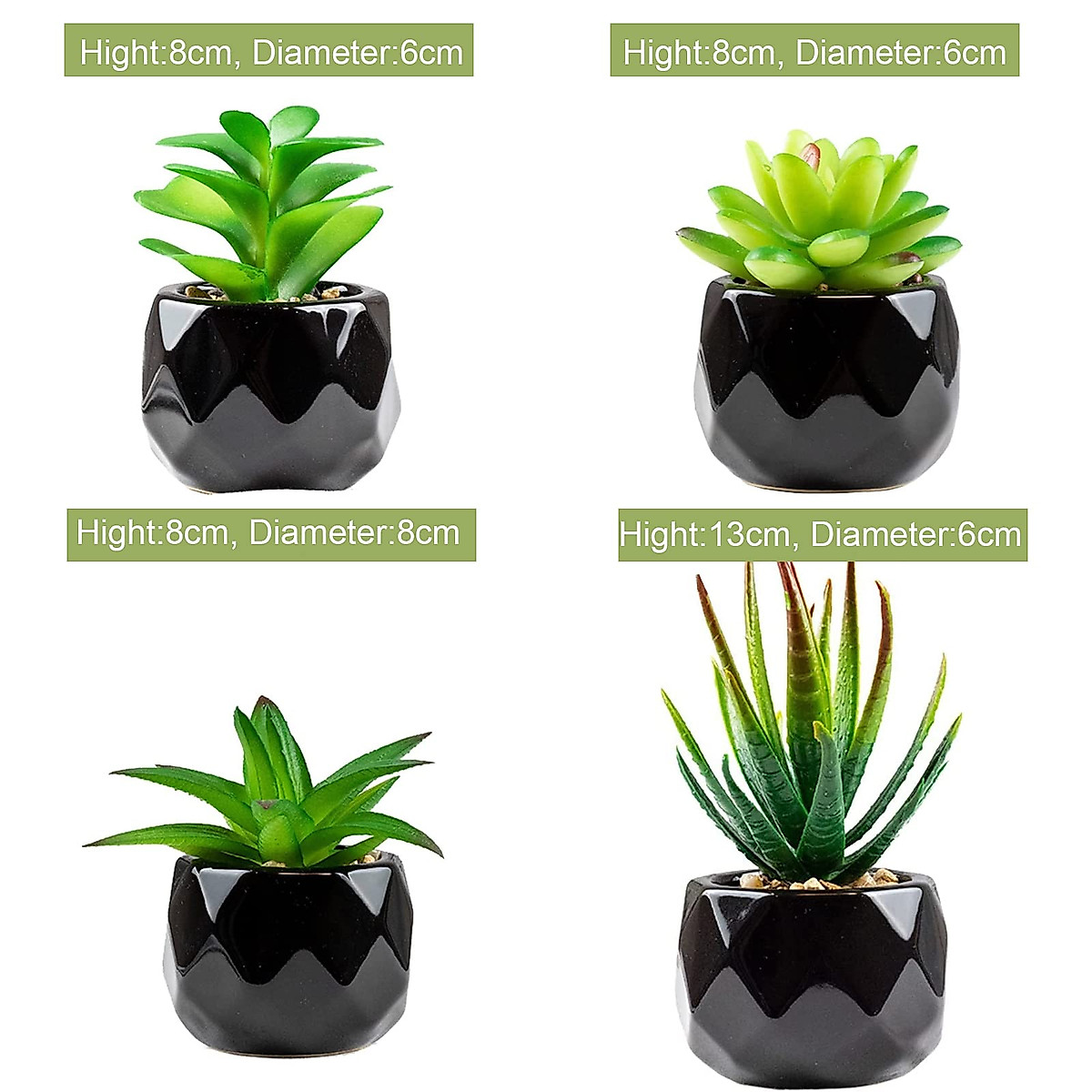 Canirologas 4pcs Succulents Artificial Plants in Pots Small Fake Plants Mini Artificial Greenery for Home Bathroom Desk Office Indoor Room Farmhouse Decorations