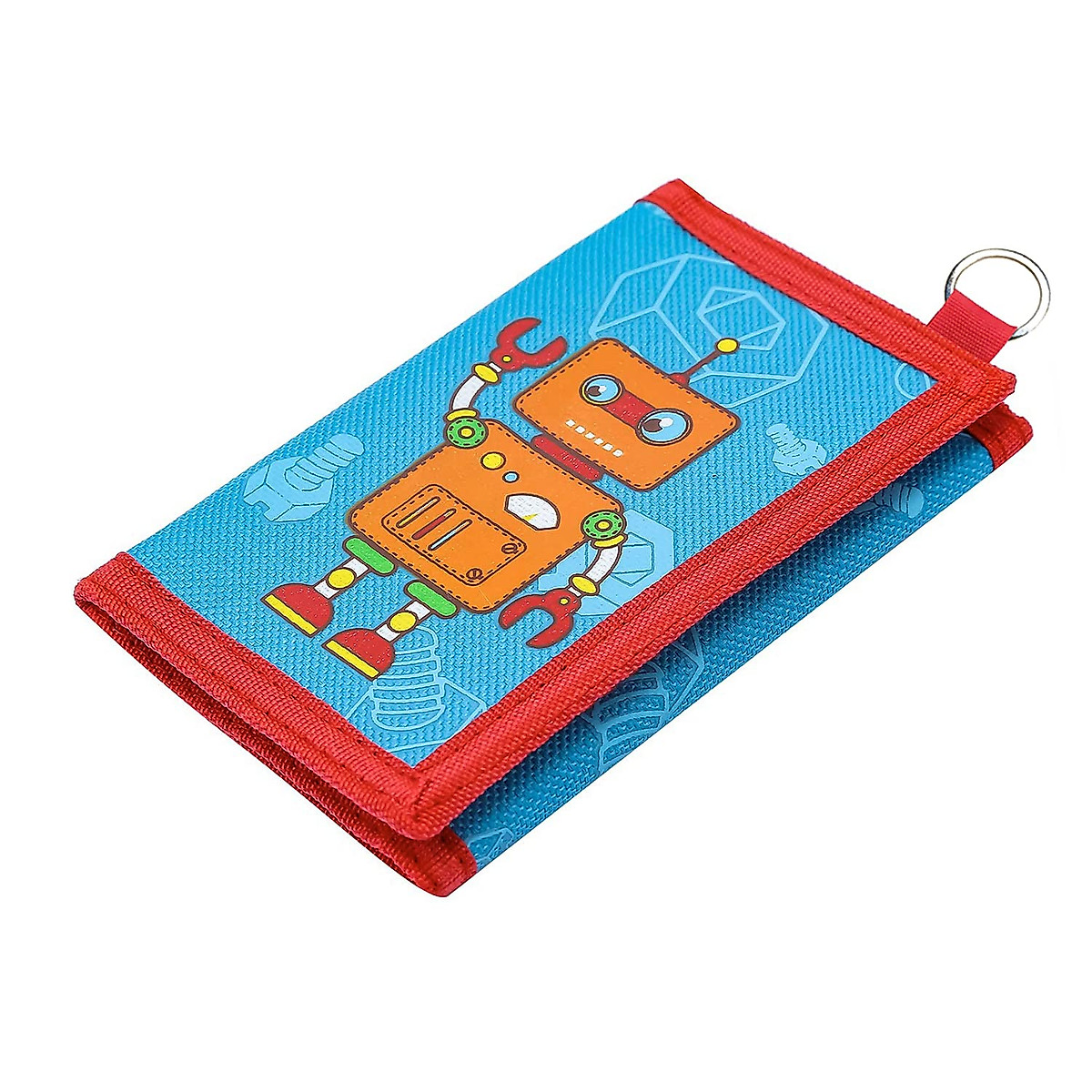 Leehoom Canvas Trifold Wallets with Zipper Pocket，Kids Wallets for Boys Girls with Magic Sticker - Robot