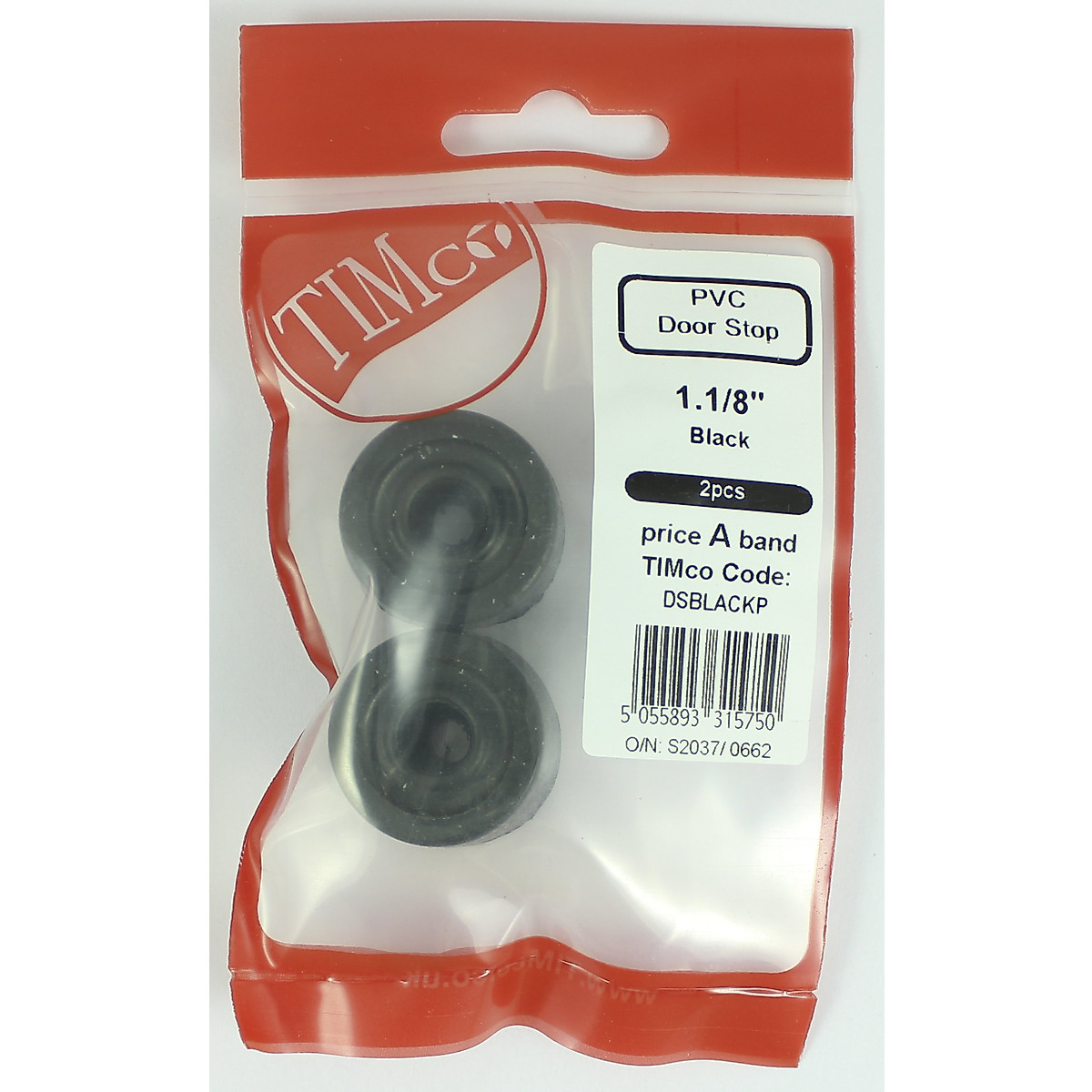 TIMCO PVC Door Stops 21 x 32mm - Black (Pack of 2)