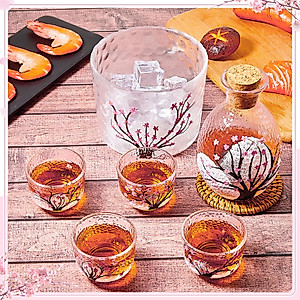 Irenare 6 Pieces Japanese Sake Set Saki Cup Set Pink Cherry Blossoms Sake Bottle Cup Set for 4, Including 1 Sake Bottle 1 Sake Tank and 4 Sake Cups for Cold Hot Warm Sake Carafe, Japanese Gifts Set