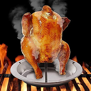 Vertical Stainless Steel Chicken Roaster Rack - Duck Holder Grill Stand Roasting, Sturdy BBQ Barbecue Tray for Oven, Cooking Grill Pan Tool