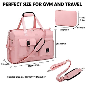 Gym Bag for Women and Men, MYHOZEE Travel Duffel Bag Weekender Overnight Bag with Wet Pocket and Shoes Compartment, Waterproof Sports Tote Swimming Yoga Bags Black