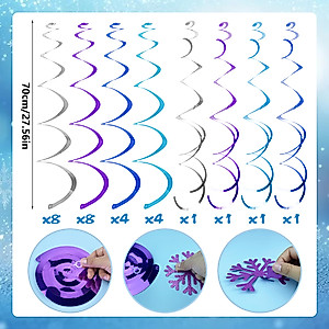 54 PCS Glittery Snowflakes Hanging Swirls Ceiling Streamers Snowflake Hanging Decorations for Winter Wonderland Snowflake Themed Party Decorations Birthday and Christmas Decor