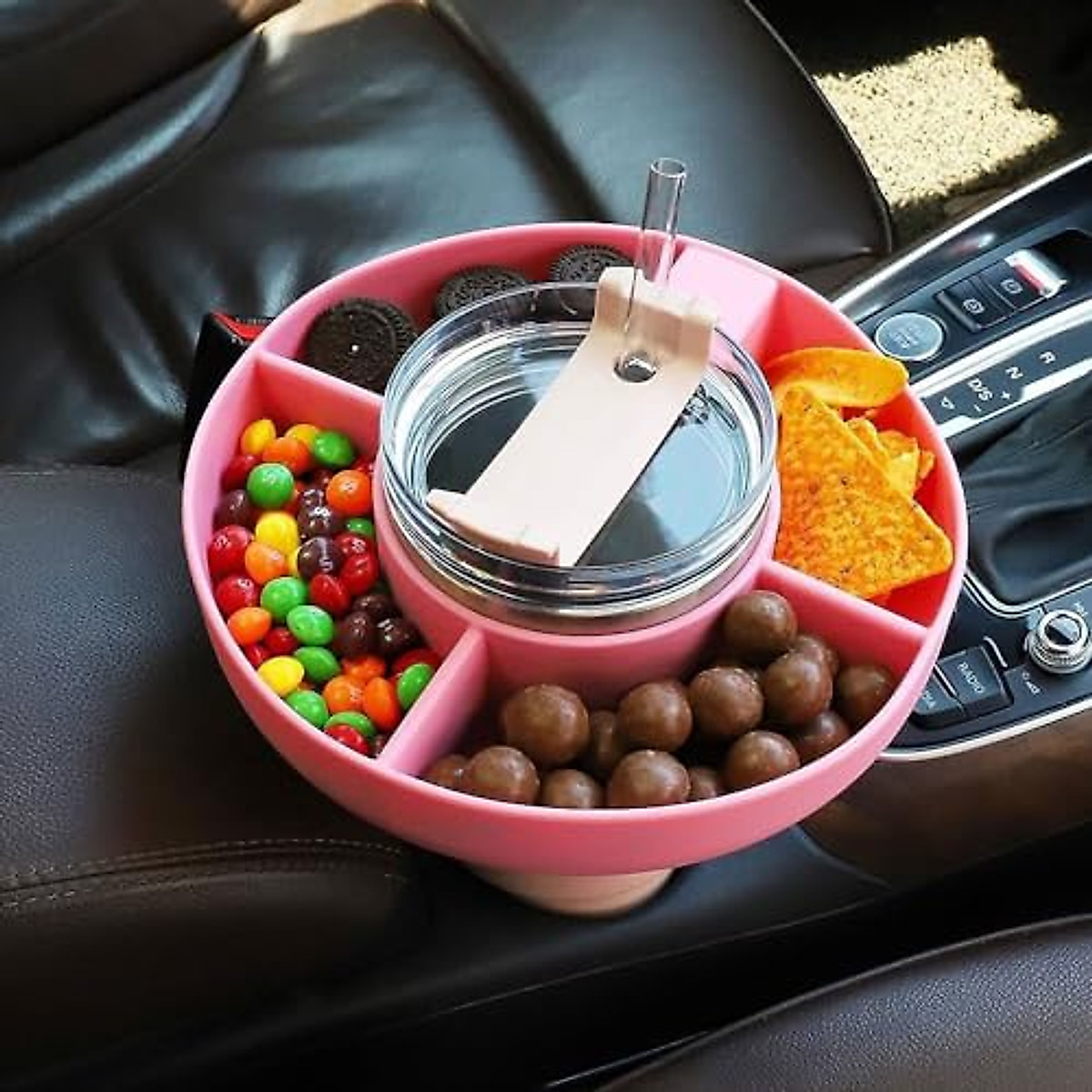JIERUYI Snack Bowl for Stanley 40oz Tumbler with Handle Compatible with Stanley (Pink)