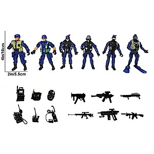 YEIBOBO ! 6 Pack Soldiers Action Figure Set - Army Men SWAT Team Toy (Future X-Cops)