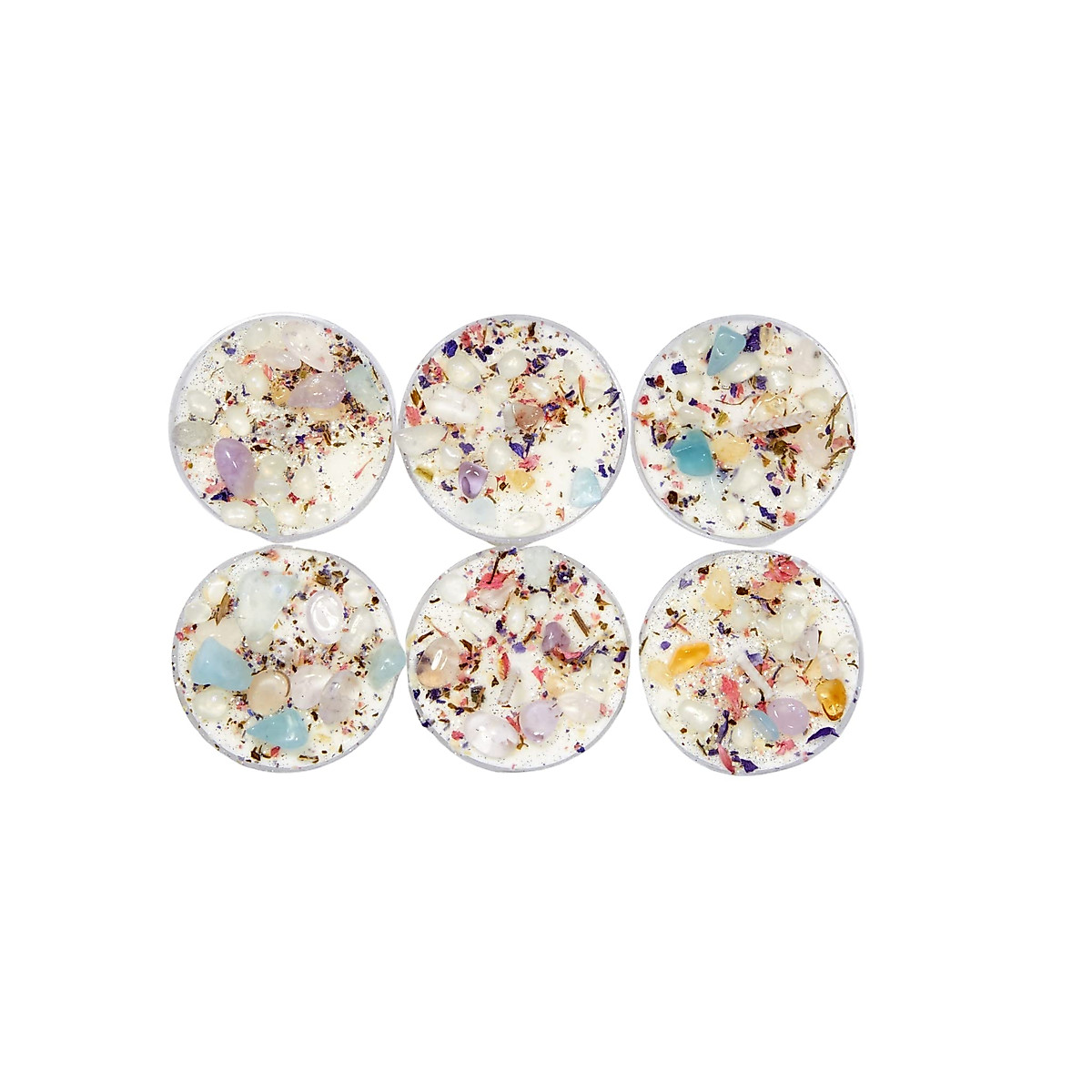 Unicorn Candle by New Moon Beginnings - Dried Flower & Crystal Candles - Soy Candles - Glitter Unicorn Candle - Angel Aura Quartz, Aquamarine, Rose Quartz - (Set of 6 Tealights)