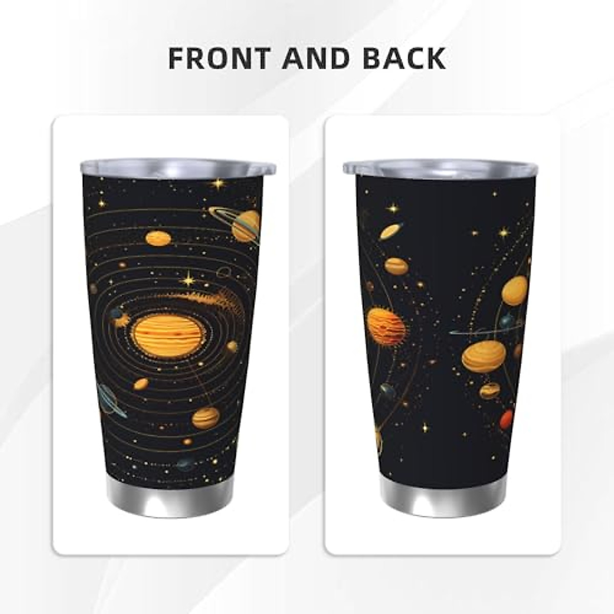 AYCZN Space Solar System 20 OZ Tumbler Stainless Steel Travel Coffee Mug, Galaxy Planet Insulated Water Bottle with Lid and Straws Leakproof Thermal Cup