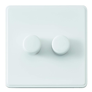MK Dimensions 1 Gang Double 2 Way Dimmer White Synthetic Finish Frontplate