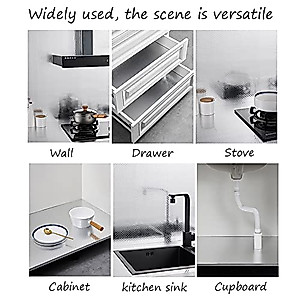 Hailongbay 15.7X196.9 inch Kitchen Oil-Proof Waterproof Stickers, Self Adhesive Kitchen Backsplash Wallpaper Sticker Heat Resistant Aluminum Foil Wall Sticker for Countertop Drawer Liner Shelf Liner, 3D Cube