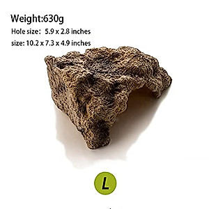 Aufeeky High Simulation Stone Cave Reptile Hides and Caves Terrarium Décor Accessories Bearded Dragon Hideout for Geckos Turtles Lizards Frogs Spiders Chameleons Scorpions Snakes Hermit Crab (L)