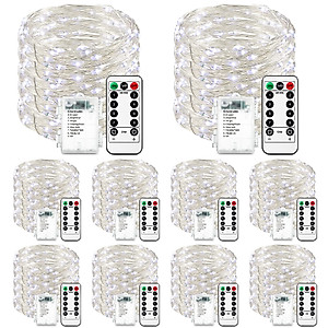 Tuanse 10 Pack Fairy String Light with Timer Function 16.4 ft 50 LED Twinkle Copper Wire Light Battery Operated for Christmas Bedroom Garden Party Decor(Cool White)