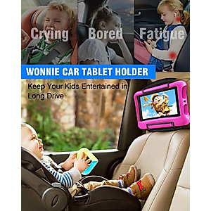 WONNIE Upgrade Tablet Holder for Car, Car Headrest Mount Holder for Back Seat, Car Tablet Mount for Kids with Silicone Strap & Anti-Slip Holding Clamps, Fits All 10-12.9" Tablets